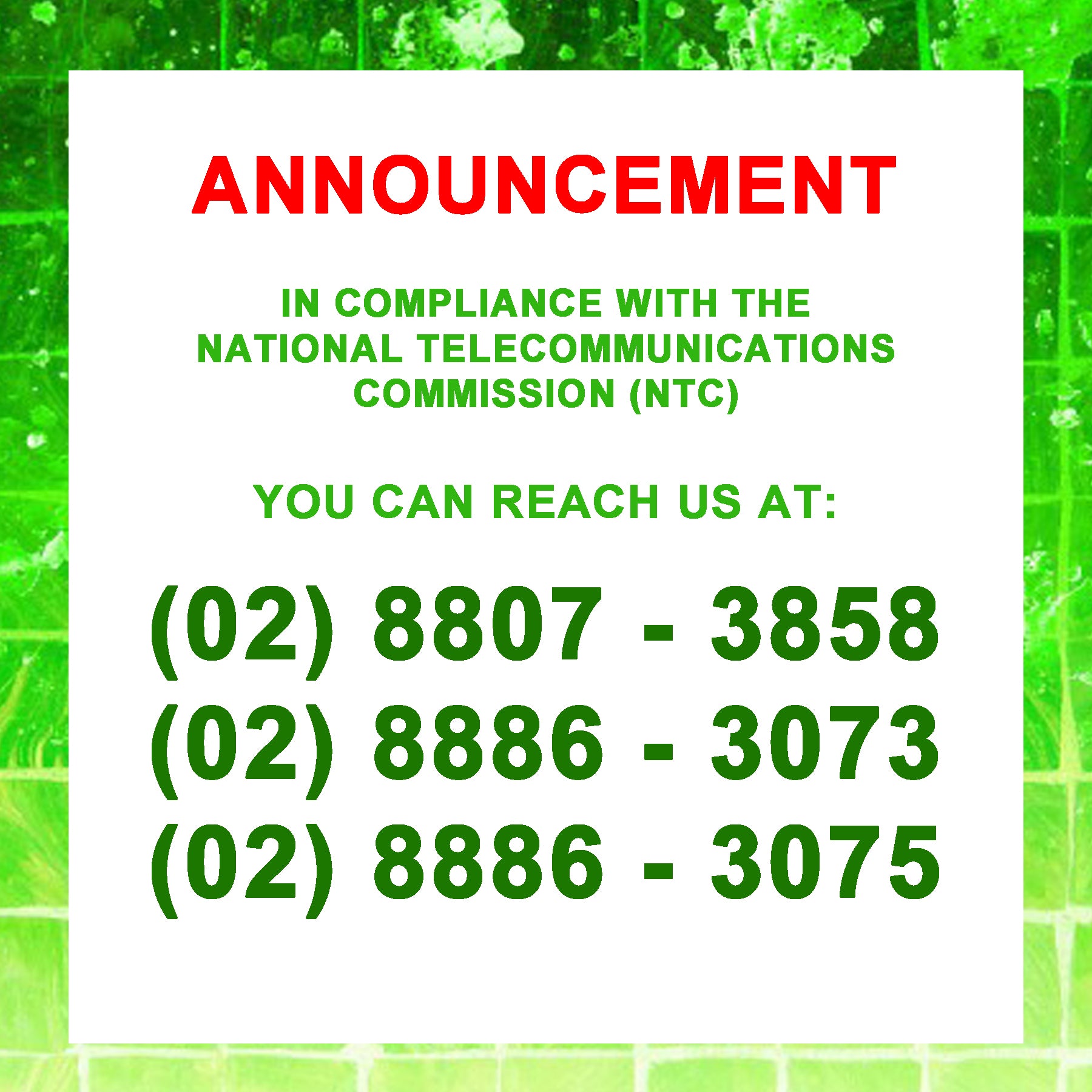 New 8-Digit Telephone Line – Precept Commercial Corporation